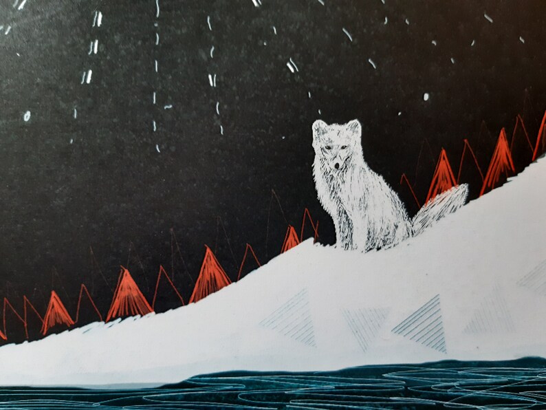 Arctic Fox // A4 Art Print - Etsy