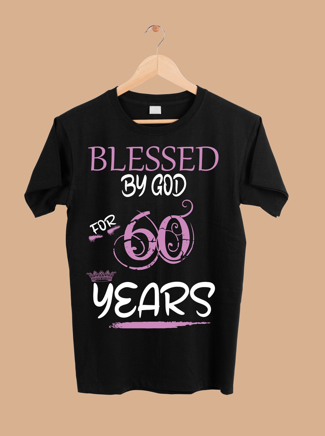 Vintage Blessed by God for 60 Years Happy 60th Birthday Png Sublimation ...