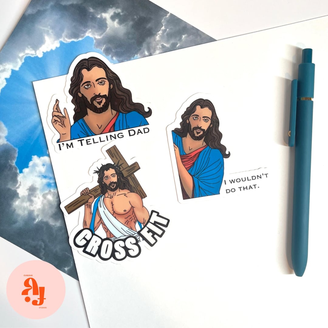 Holy Trinity Sticker Pack - Witty Jesus Stickers, Religious Humor ...