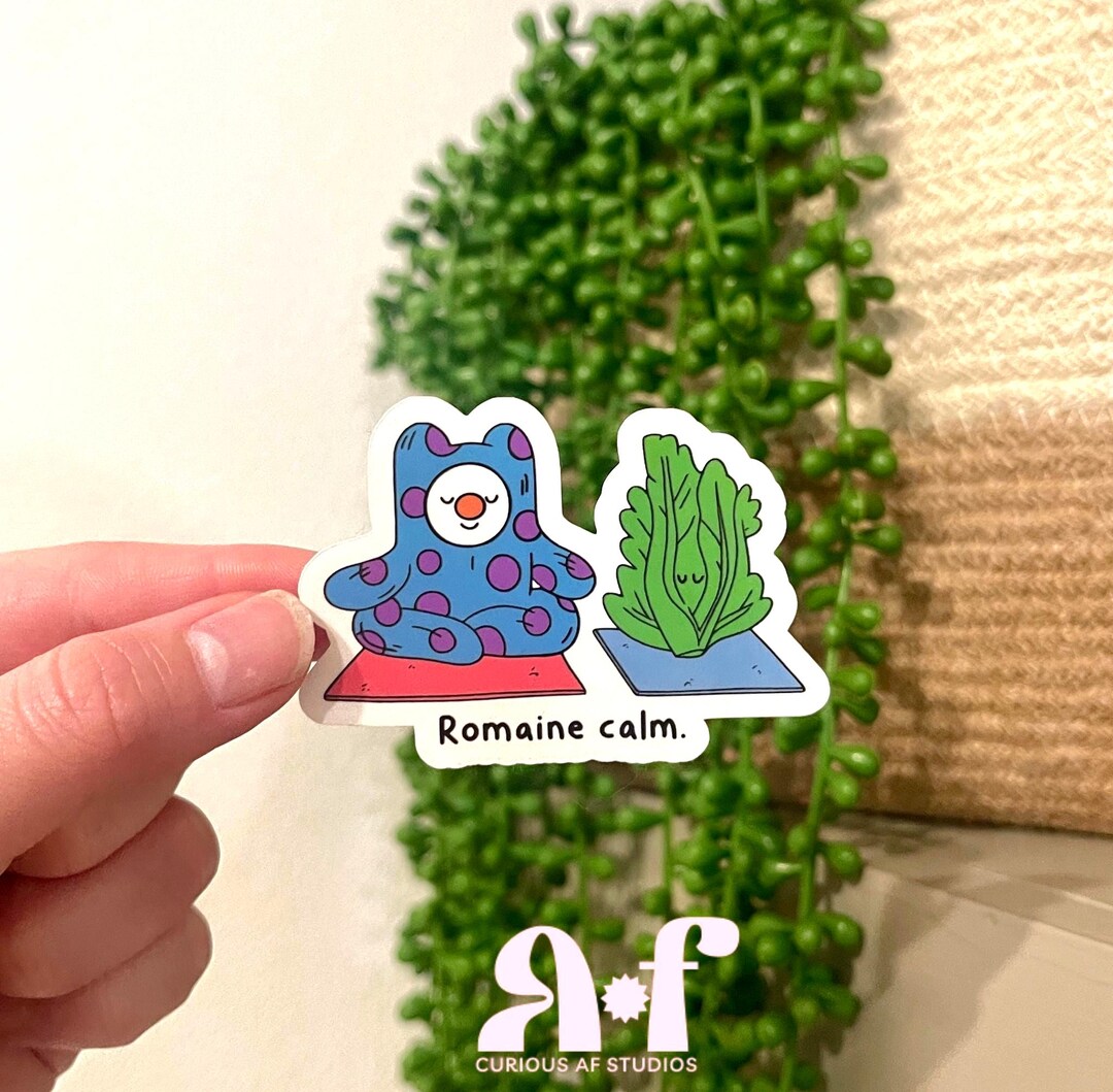 Romaine Calm Yoga Sticker: Funny Lettuce Meditation Pun - Etsy