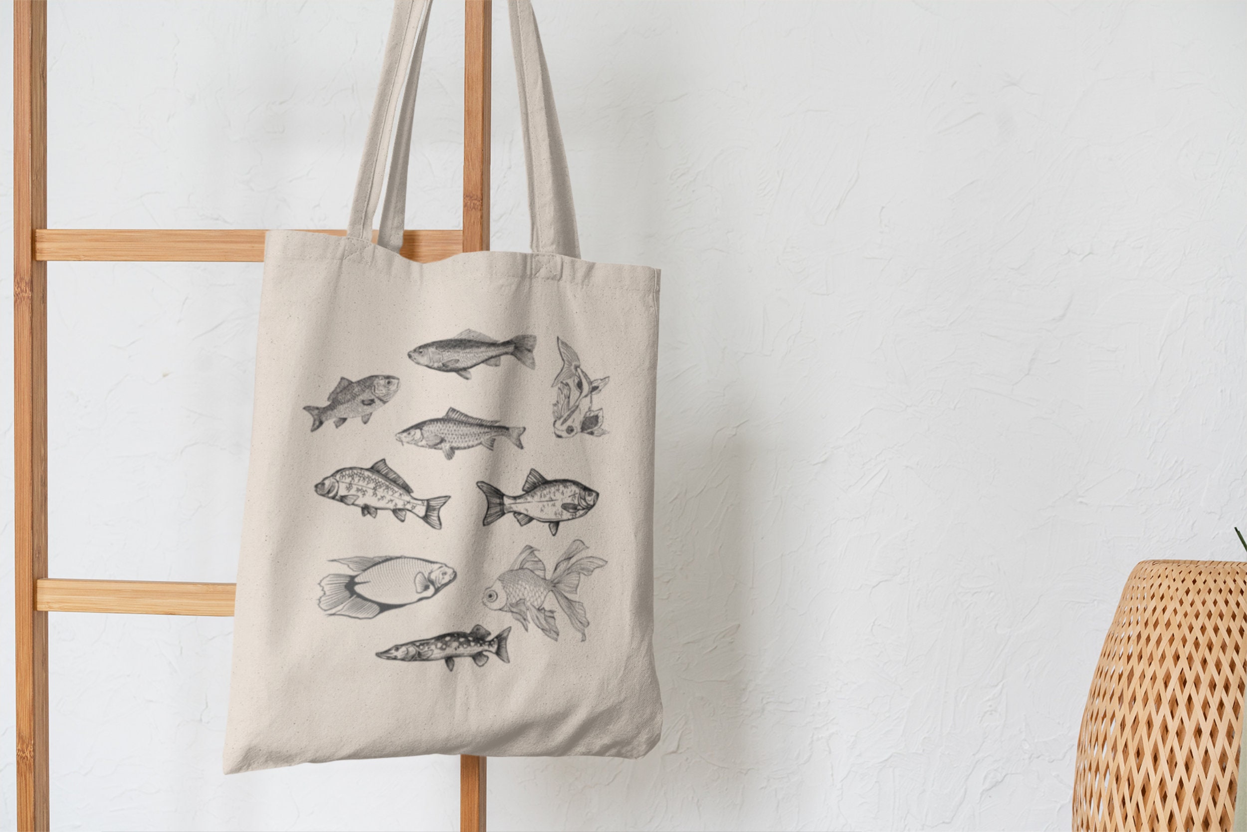 Goldfish Canvas Tote Bag Reusable Tote Fish Canvas Tote - Etsy