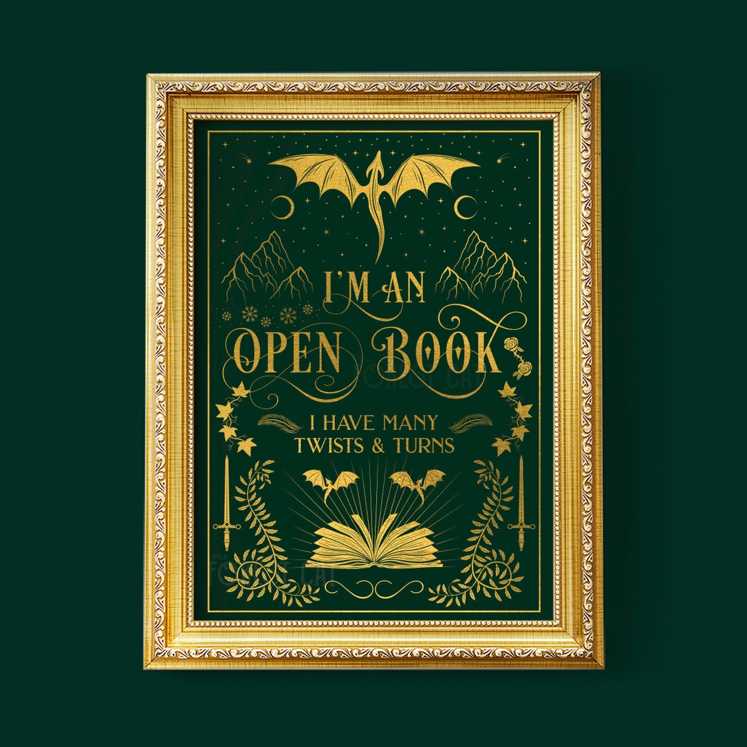 I Am an Open Book, Fantasy Bookish Gold Foiled Art Print - Etsy