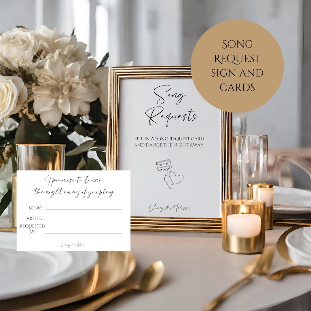 Song Request Sign and Cards, Song Request Cards for Wedding, Wedding ...