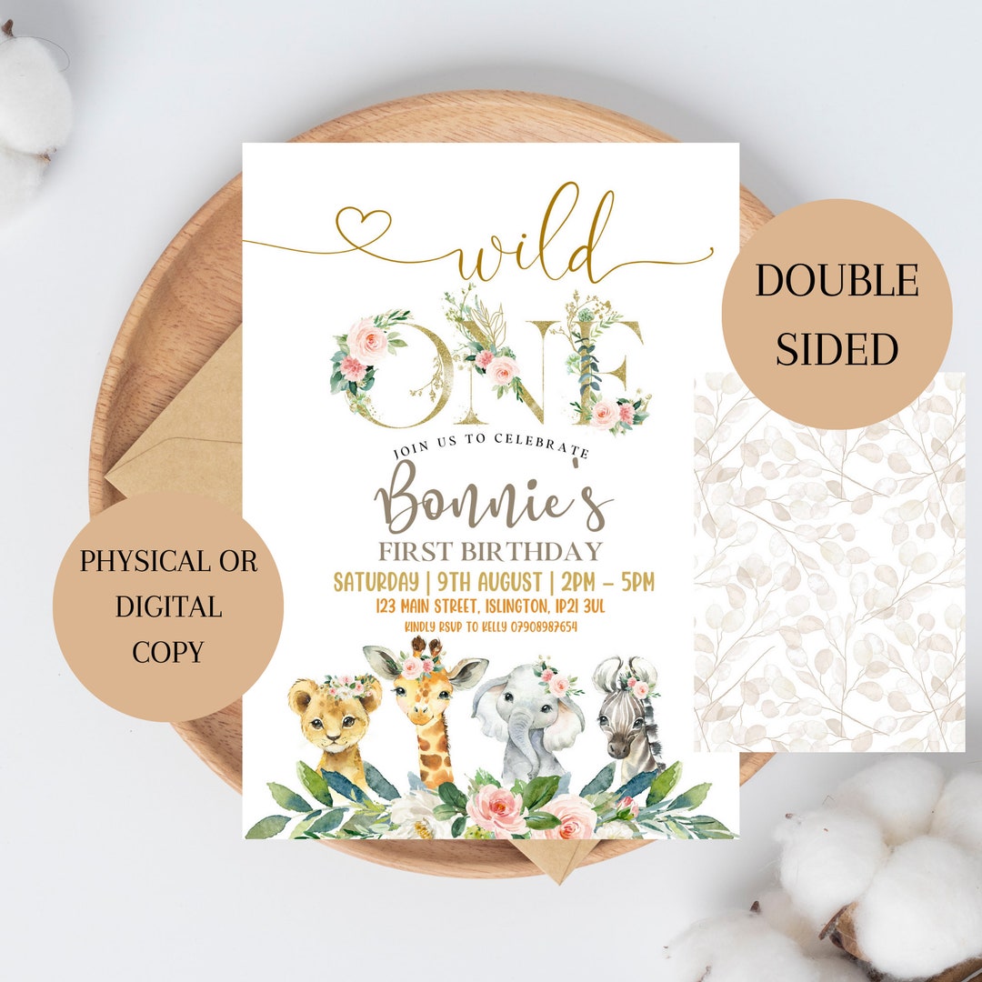 Invitación de cumpleaños de Wild One, invitación de fiesta de animales ...