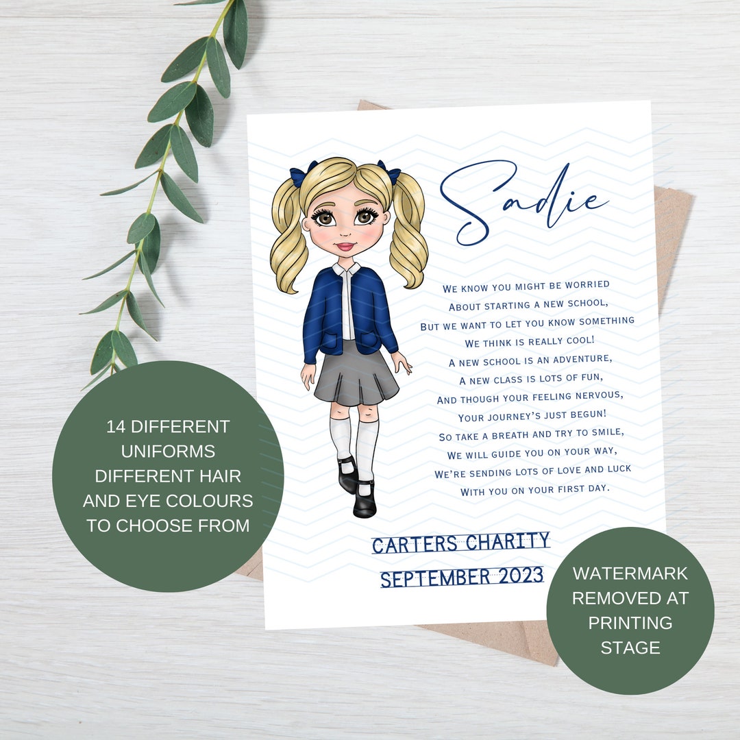 Personalised First Day of School Card, Good Luck Card, Reception ...