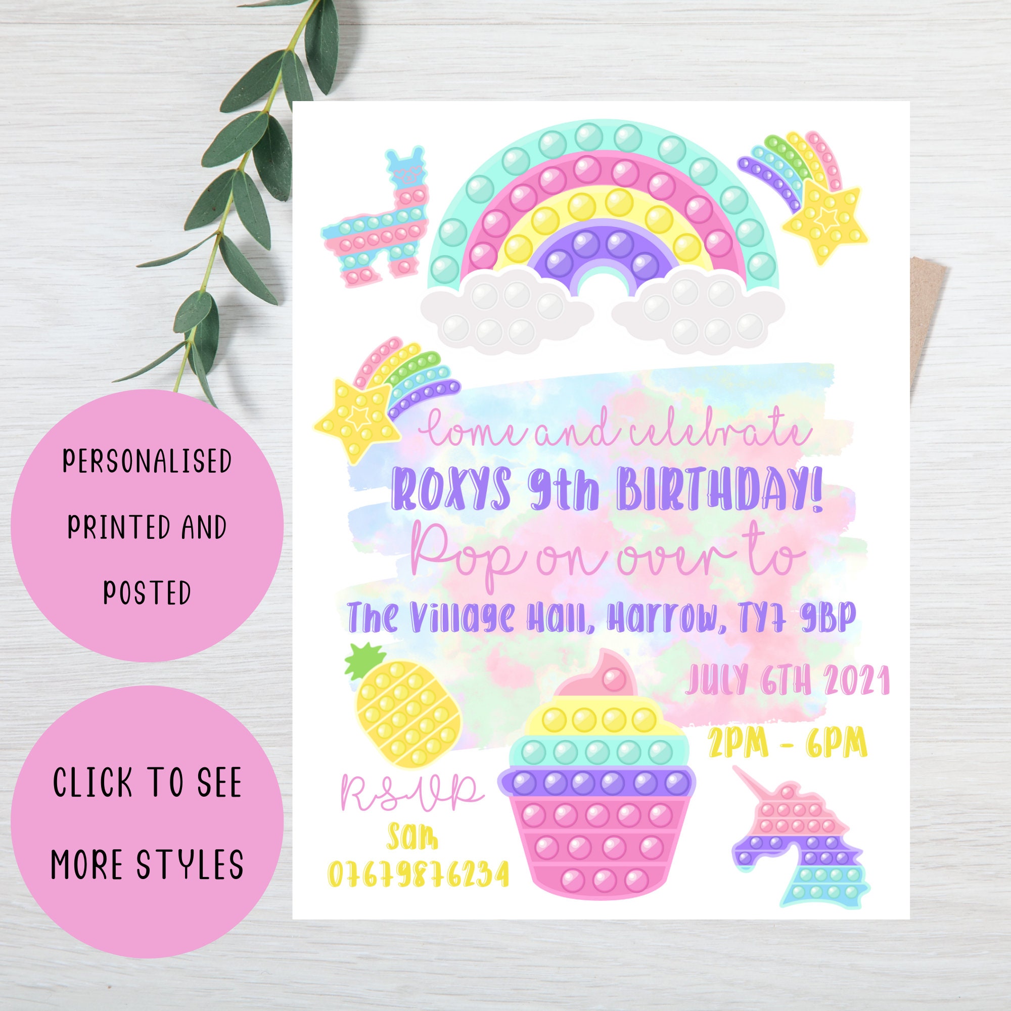 Pop It Birthday Invitation Party Invitation Pop It Fidget - Etsy