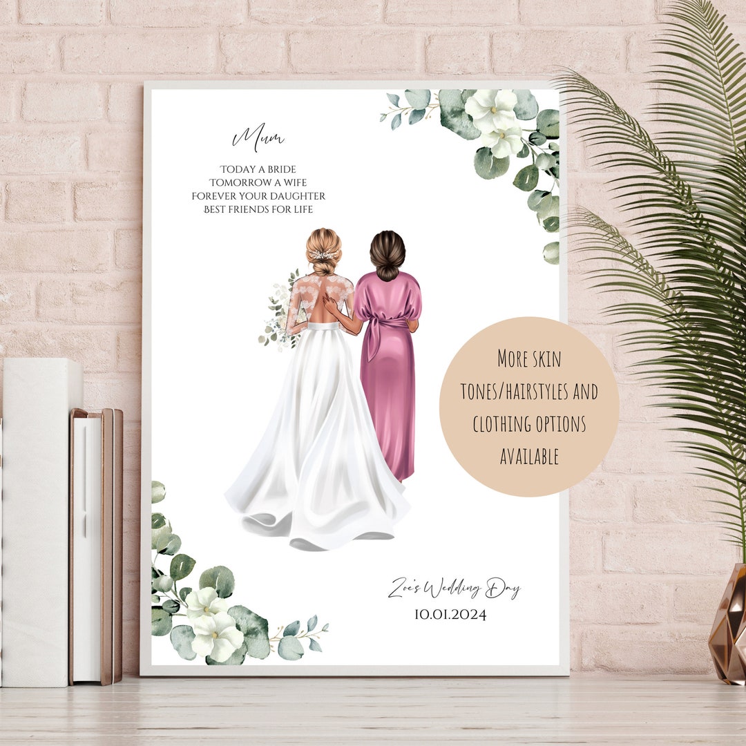 Mother of the Bride Gift, Bride and Mother Print, Personalised Print ...