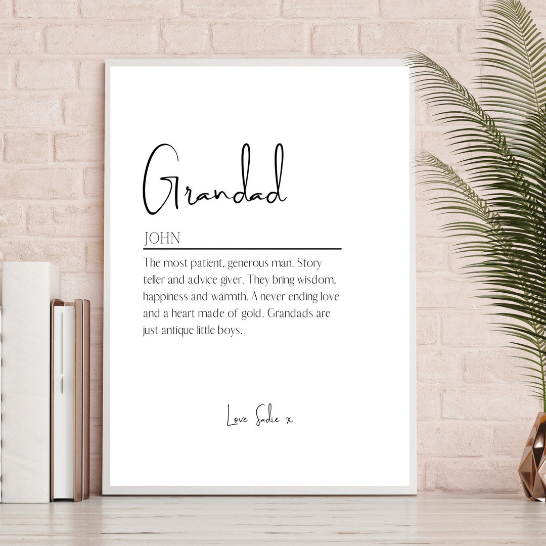 Grandad Definition Print, Personalised Grandad Gift, Christmas Gift for ...