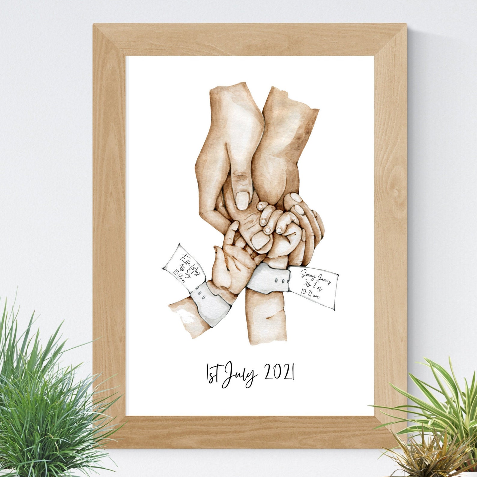 Twins Gift Print Personalised Twins Baby Holding Hands New | Etsy UK