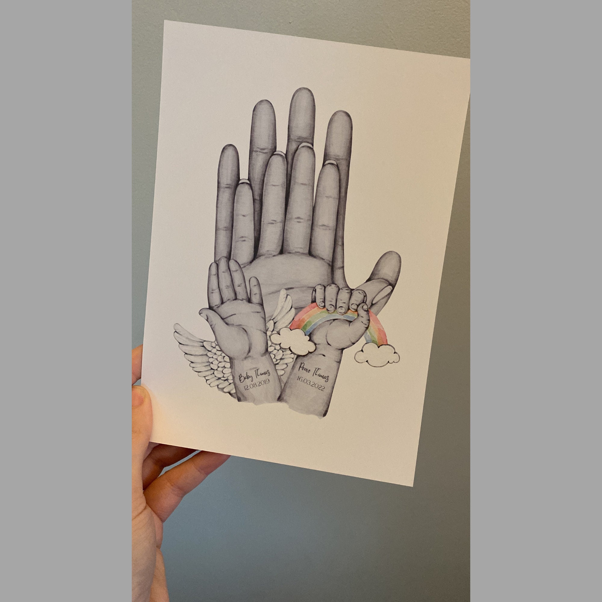 Rainbow Baby Print, Angel Baby, Family Print, Family Hands,new Baby ...