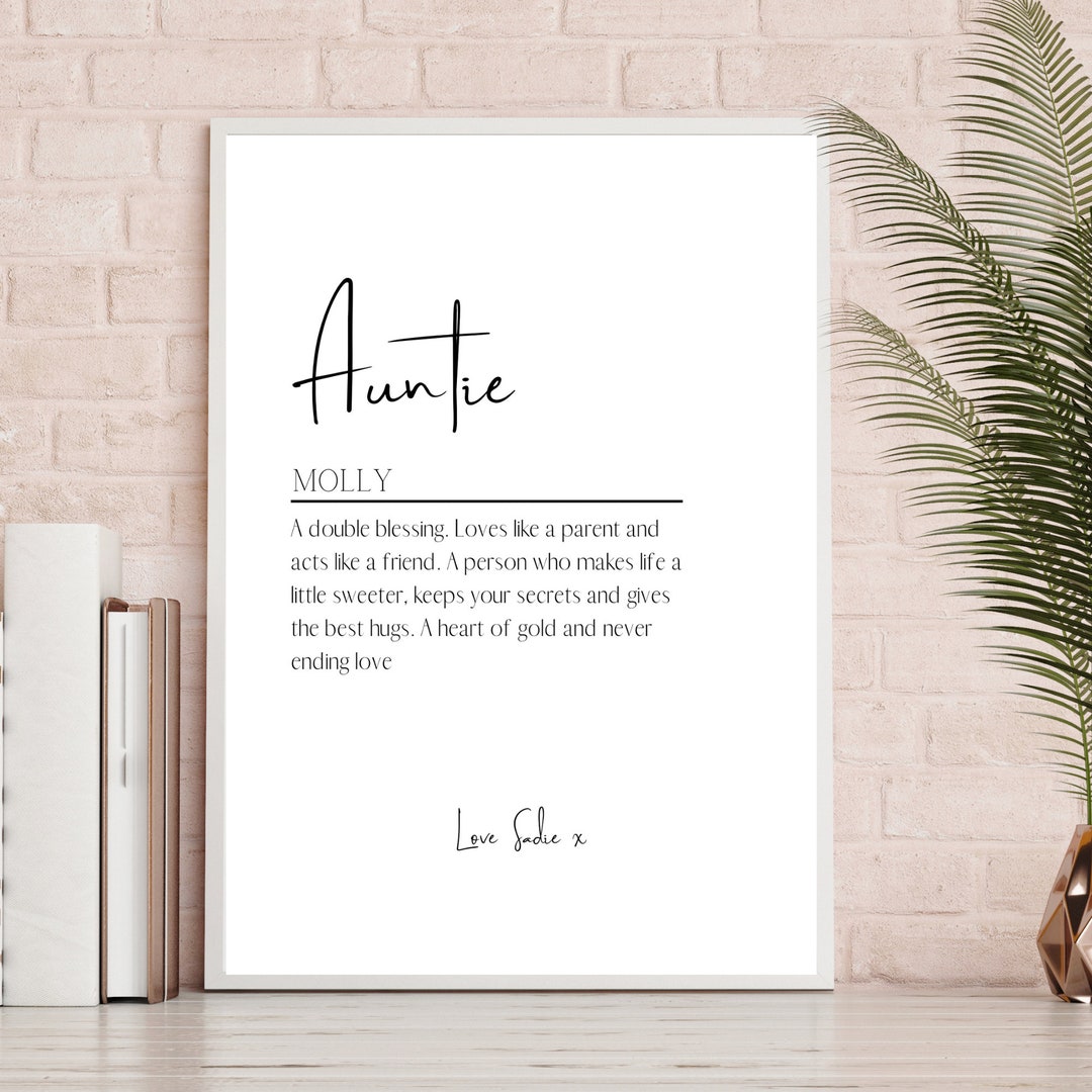 Personalised Auntie Print, Gift for Auntie, Christmas Gift, Aunty ...