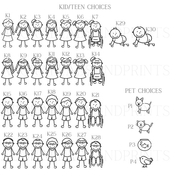 Family Clipart 5 People Stick People