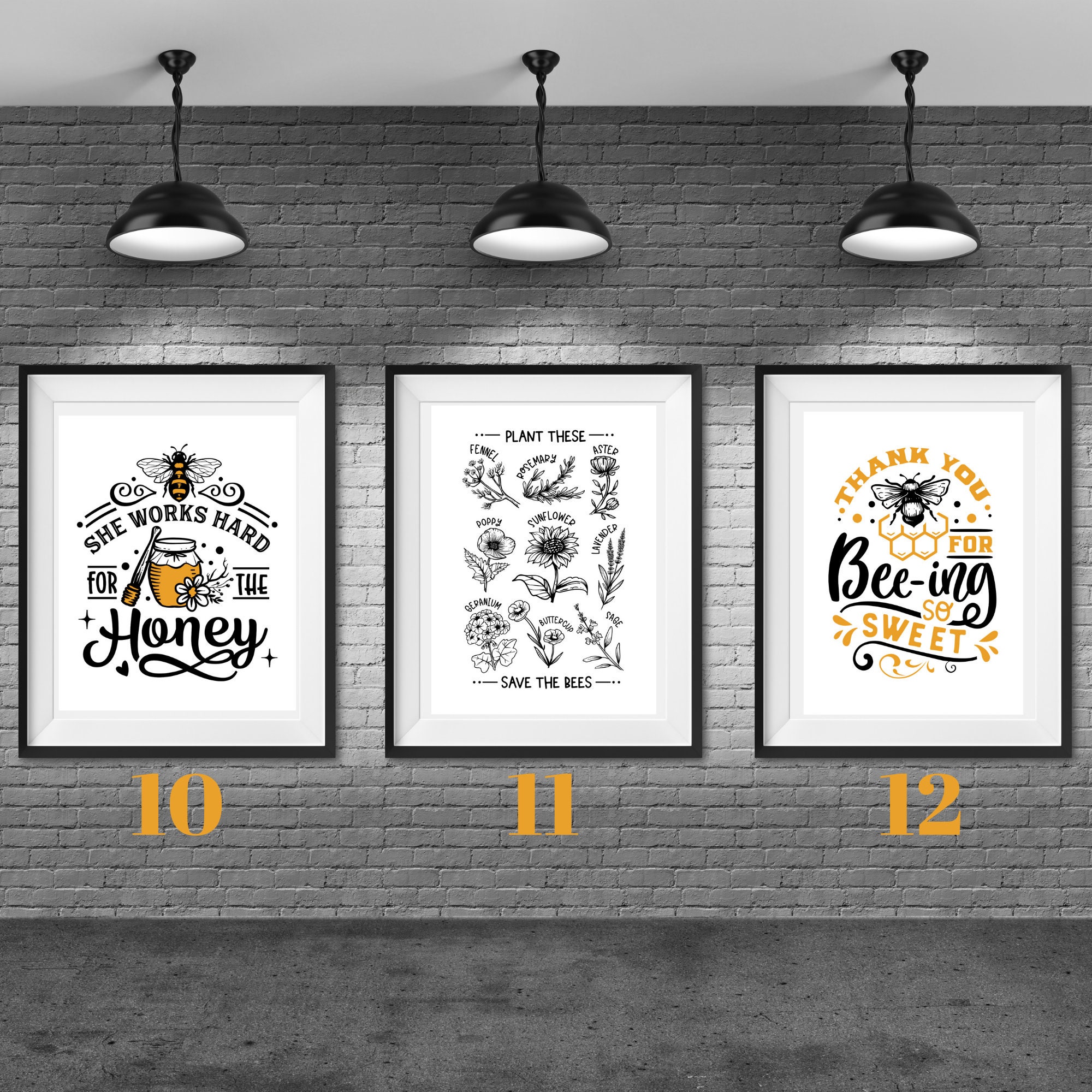 Bee Happy Print Bee Print Bumble Bee Mustard/orange and - Etsy