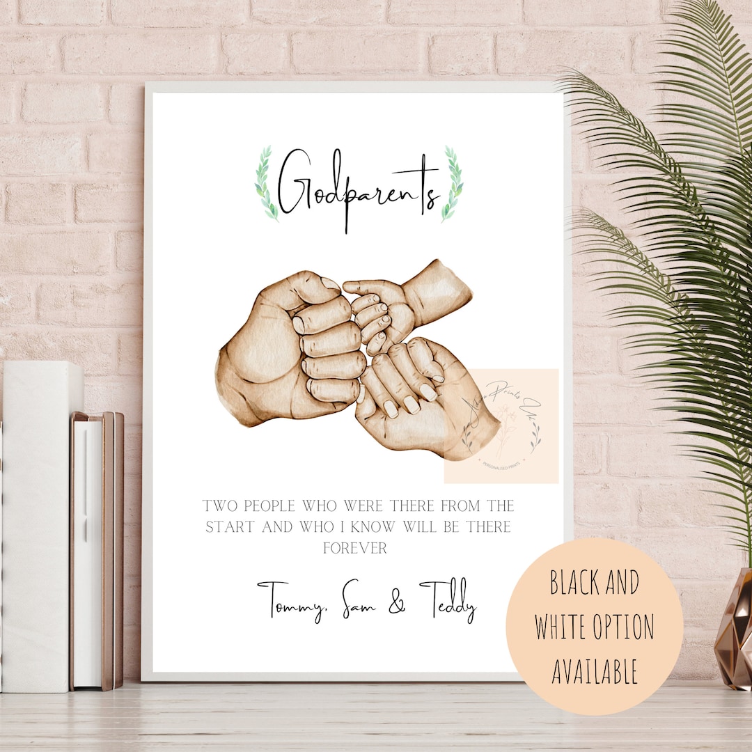 Couples Godparents Print, Godparents Gift, Christening Gift, Godparents ...