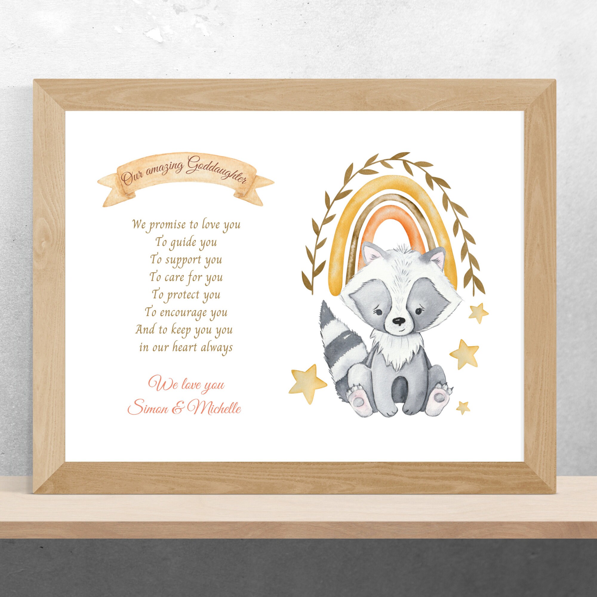 Personalised Godchild Print Godchild Gift Woodland Animal - Etsy