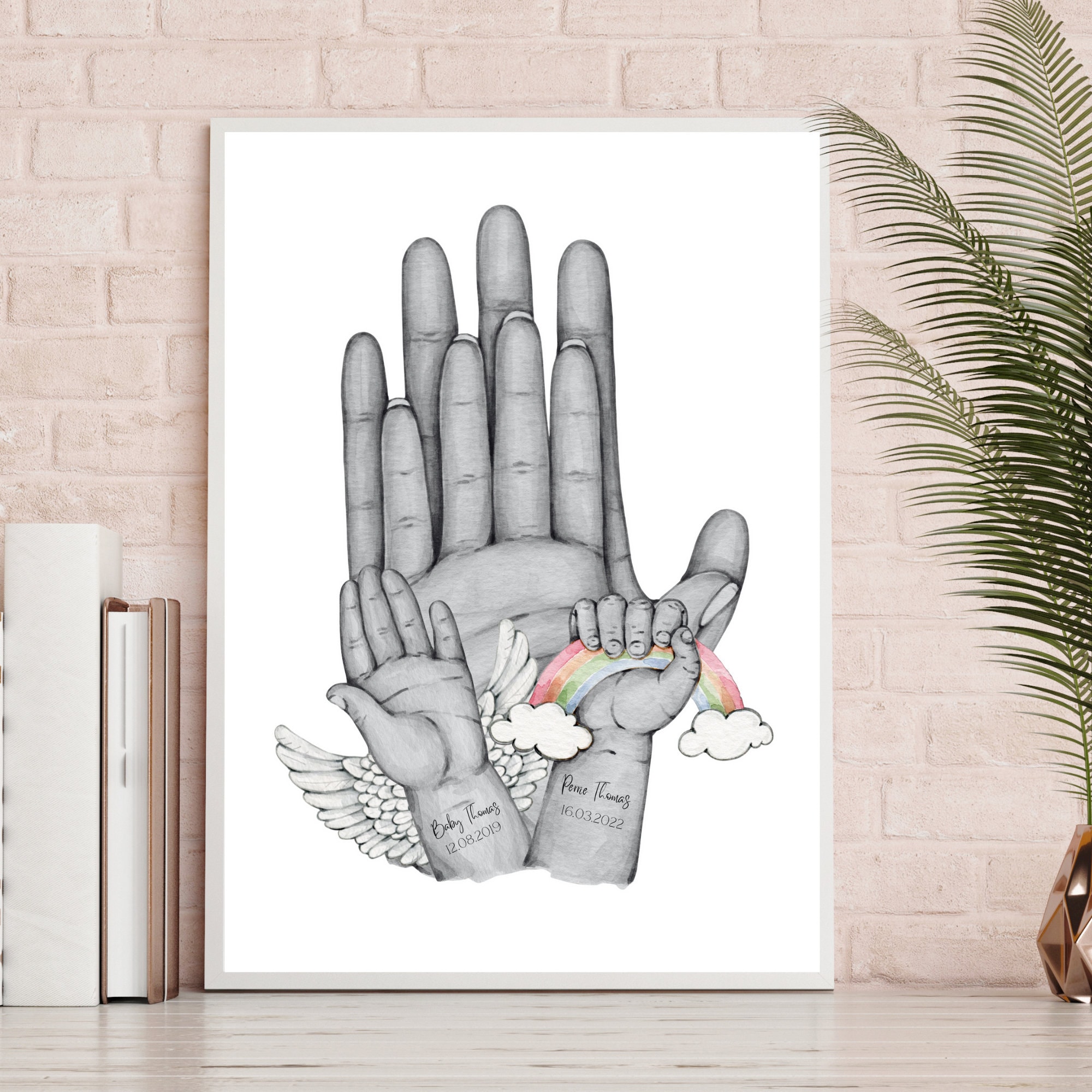 Rainbow Baby Print, Angel Baby, Family Print, Family Hands,new Baby ...