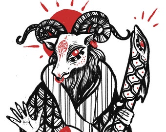 Satanic Goat Drawing - Etsy