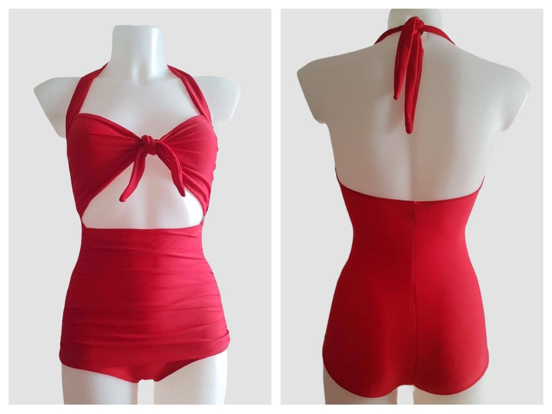 Vintage 1940s 1950s Style Red anita One Piece Swimsuit Size XS,S,M,L - Etsy
