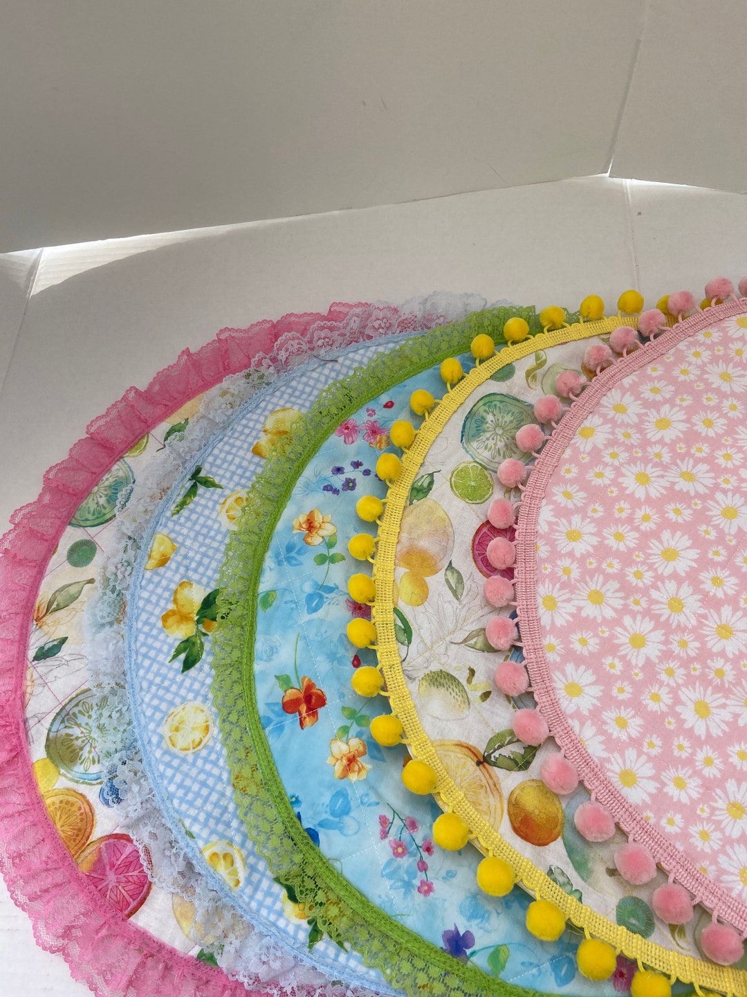 Floral Table Toppers Aprox. 16.5 in With 1 in Trim ,your Choose Pattern ...