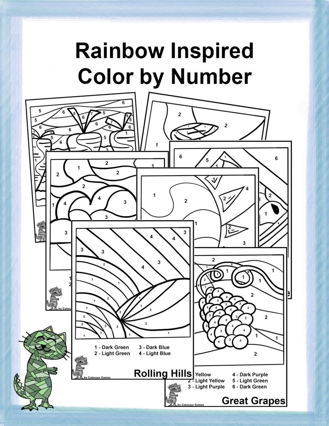 Color by Number Rainbow Colors | Etsy