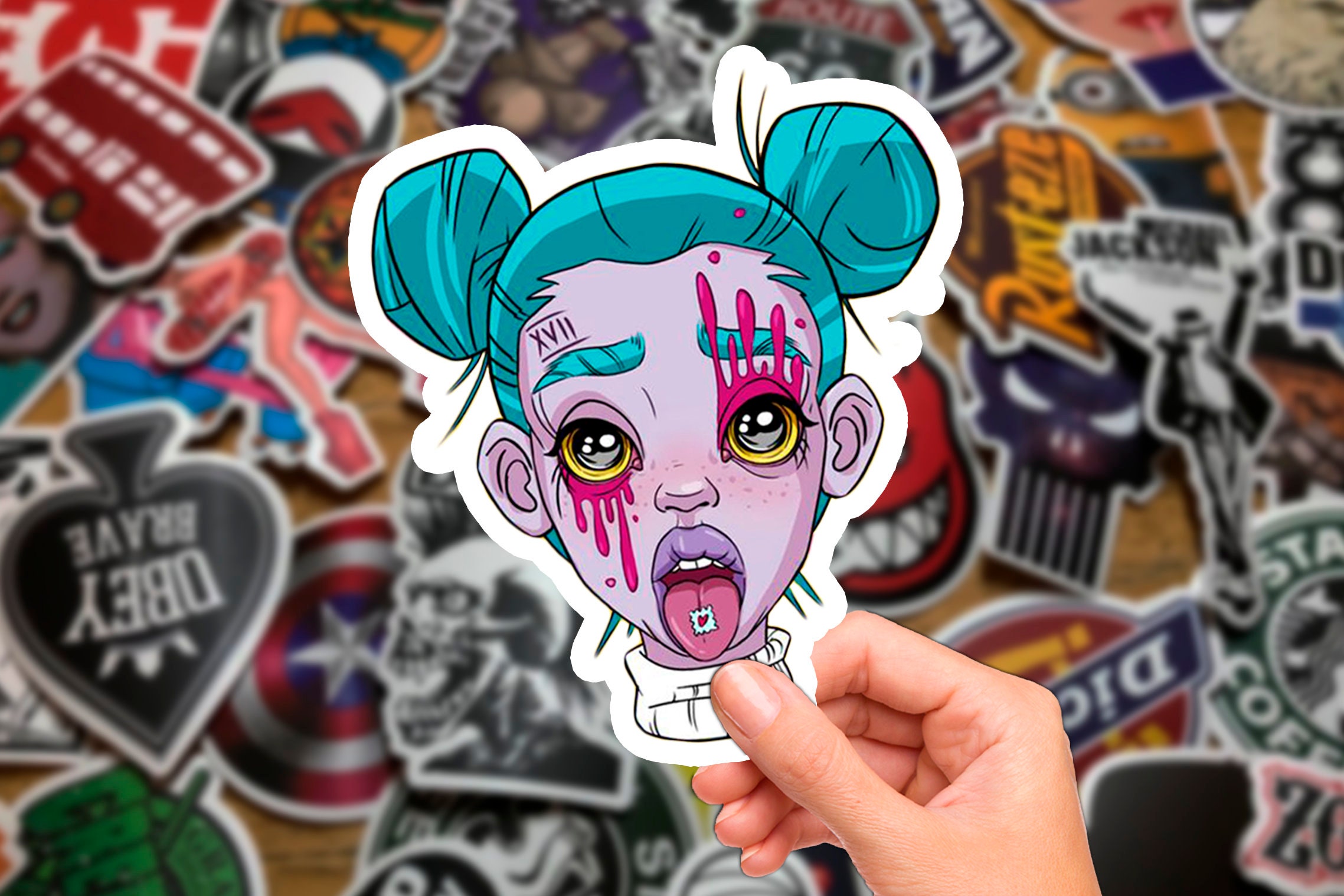 Teen Face Aesthetic Vinyl Sticker Dibujo Chica Cara Etsy