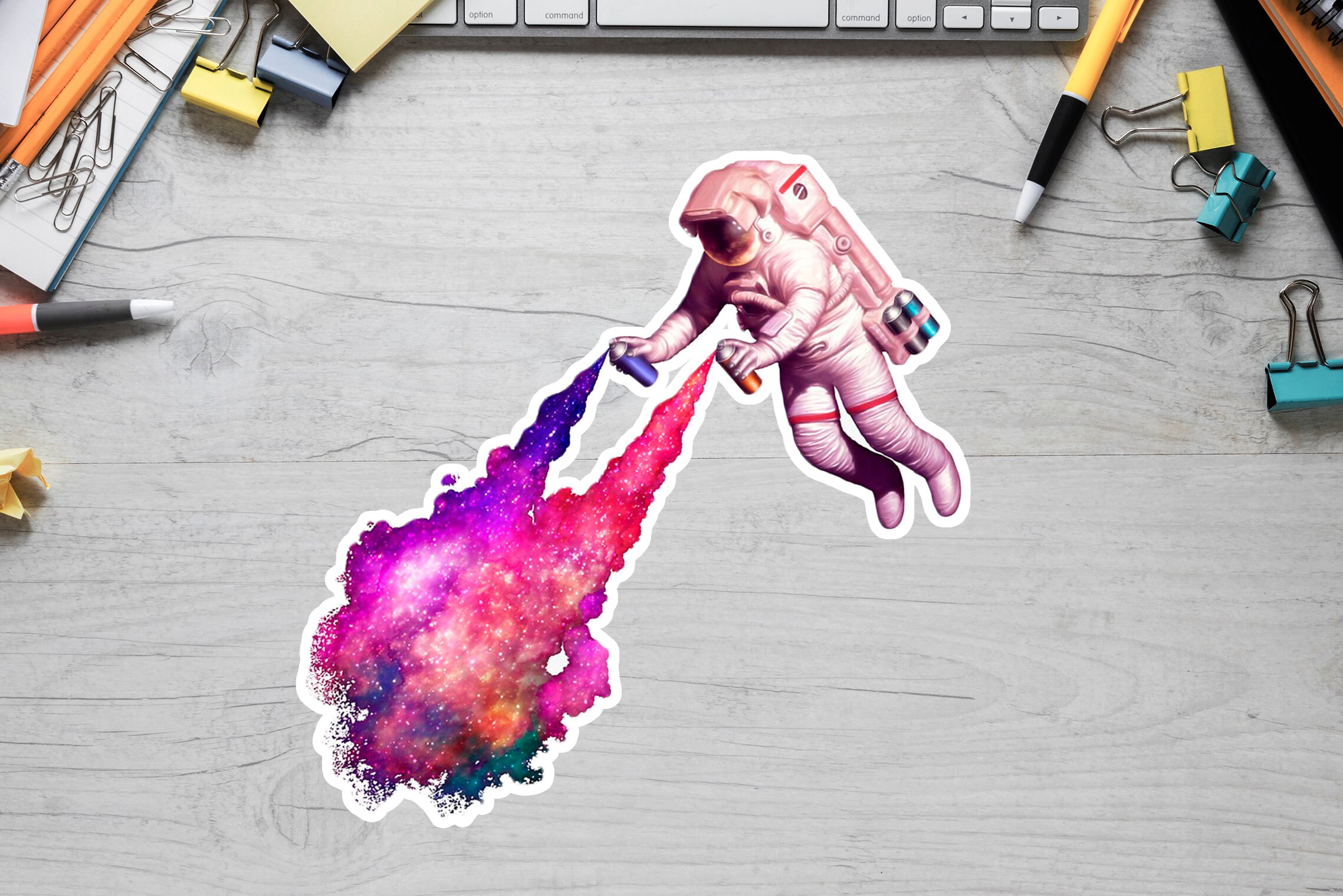 Shooting Stars Astronaut Artist Sticker Astronaut Sticker | Etsy