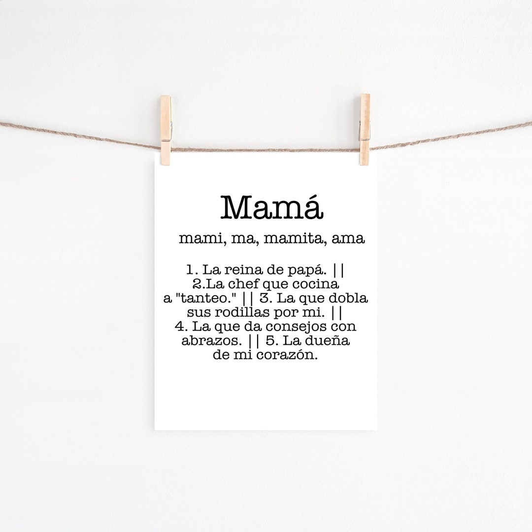 Spanish Mom Definition | Mama| Regalo Para Mama | - Etsy