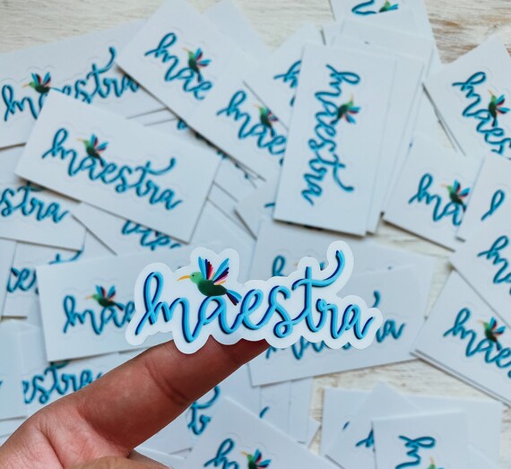 Maestra Spanish Teacher Blue Cursive Sticker - Etsy