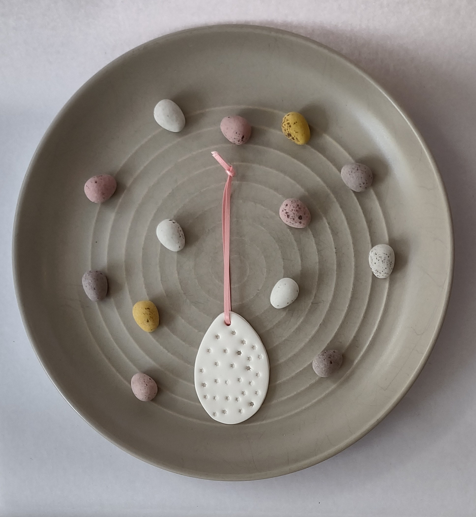 Clay Easter Egg Ornament With Tiny Stars, Easter Clay Decoration ...