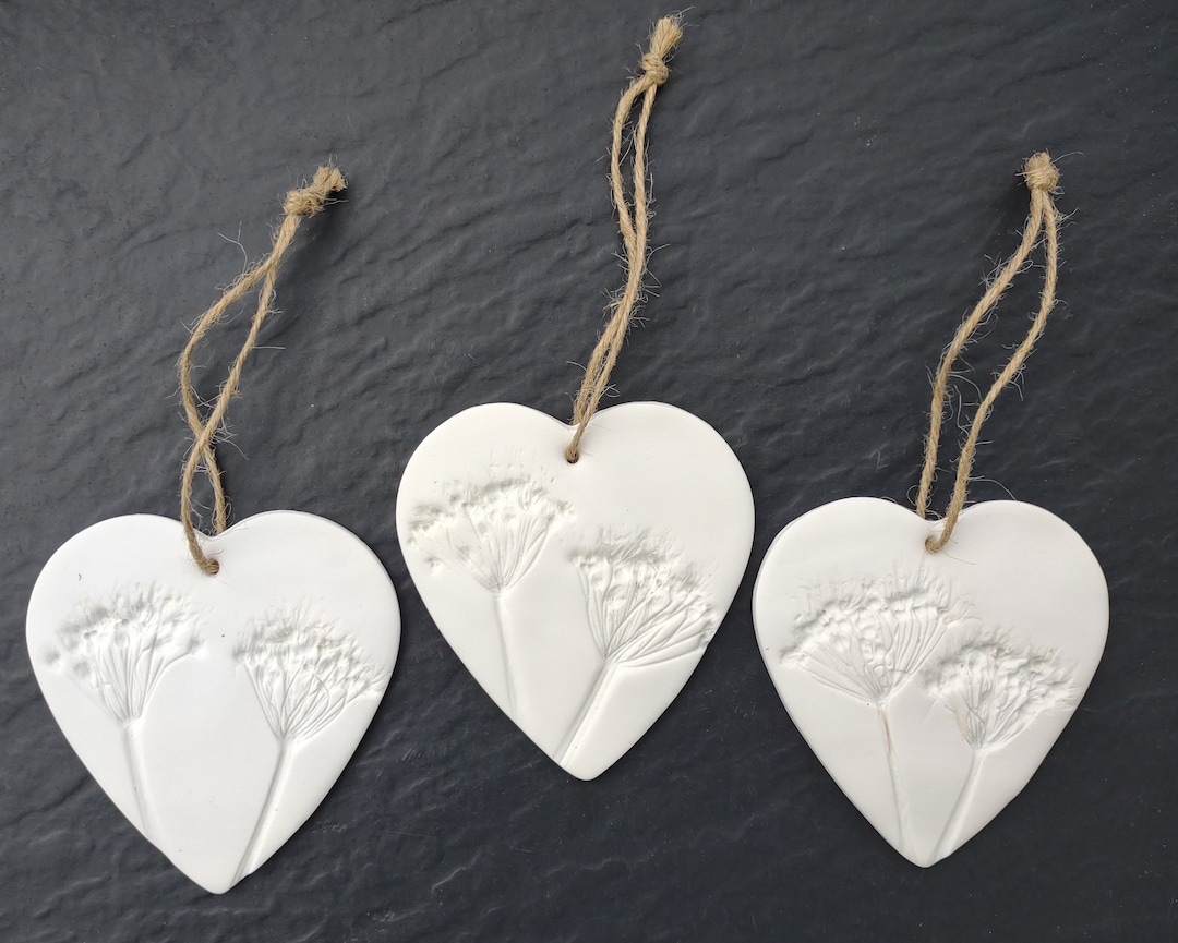 Imprinted Wildflower Clay Decoration, Spring Decoration, Wildflower ...