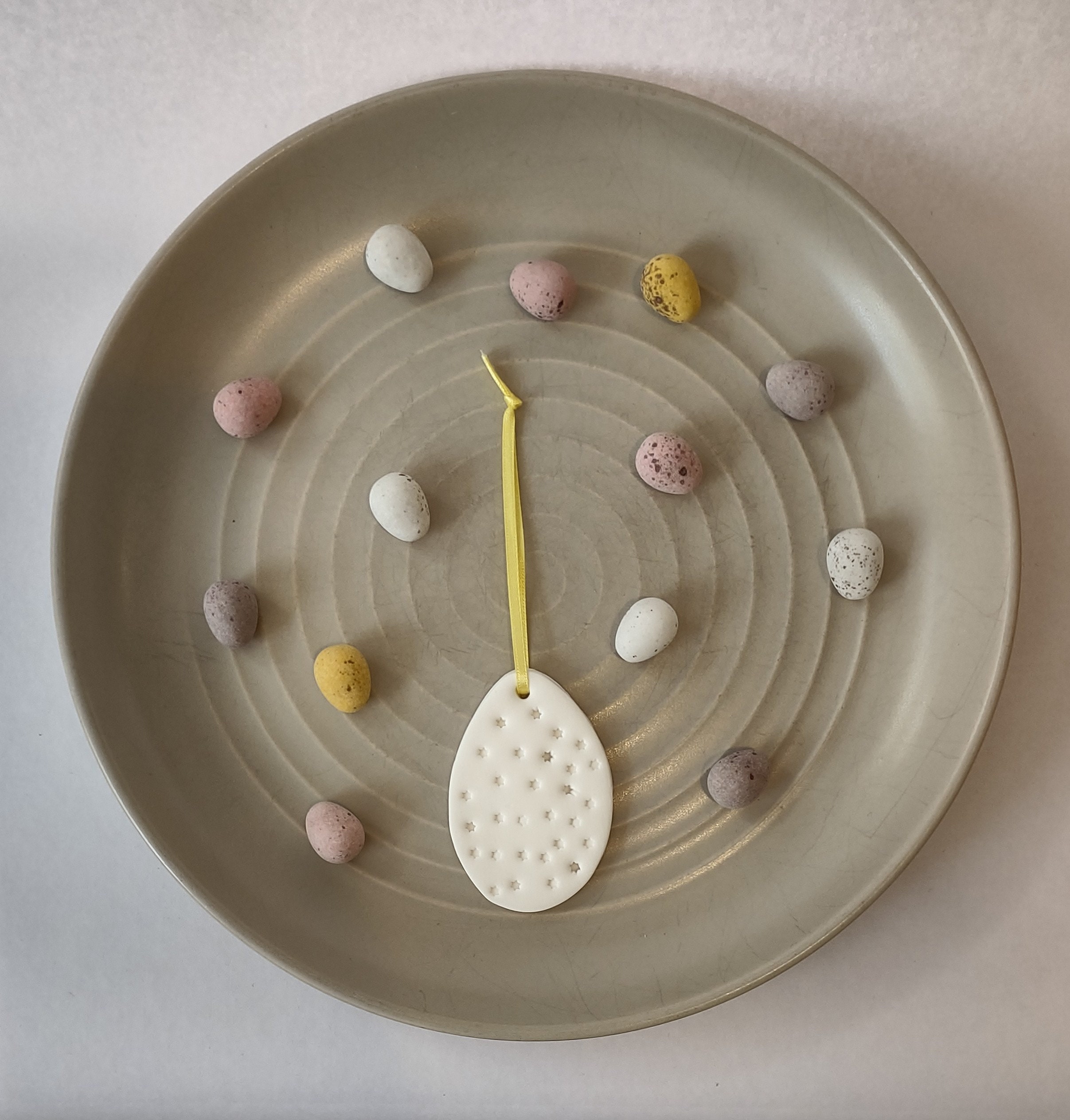 Clay Easter Egg Ornament With Tiny Stars, Easter Clay Decoration ...