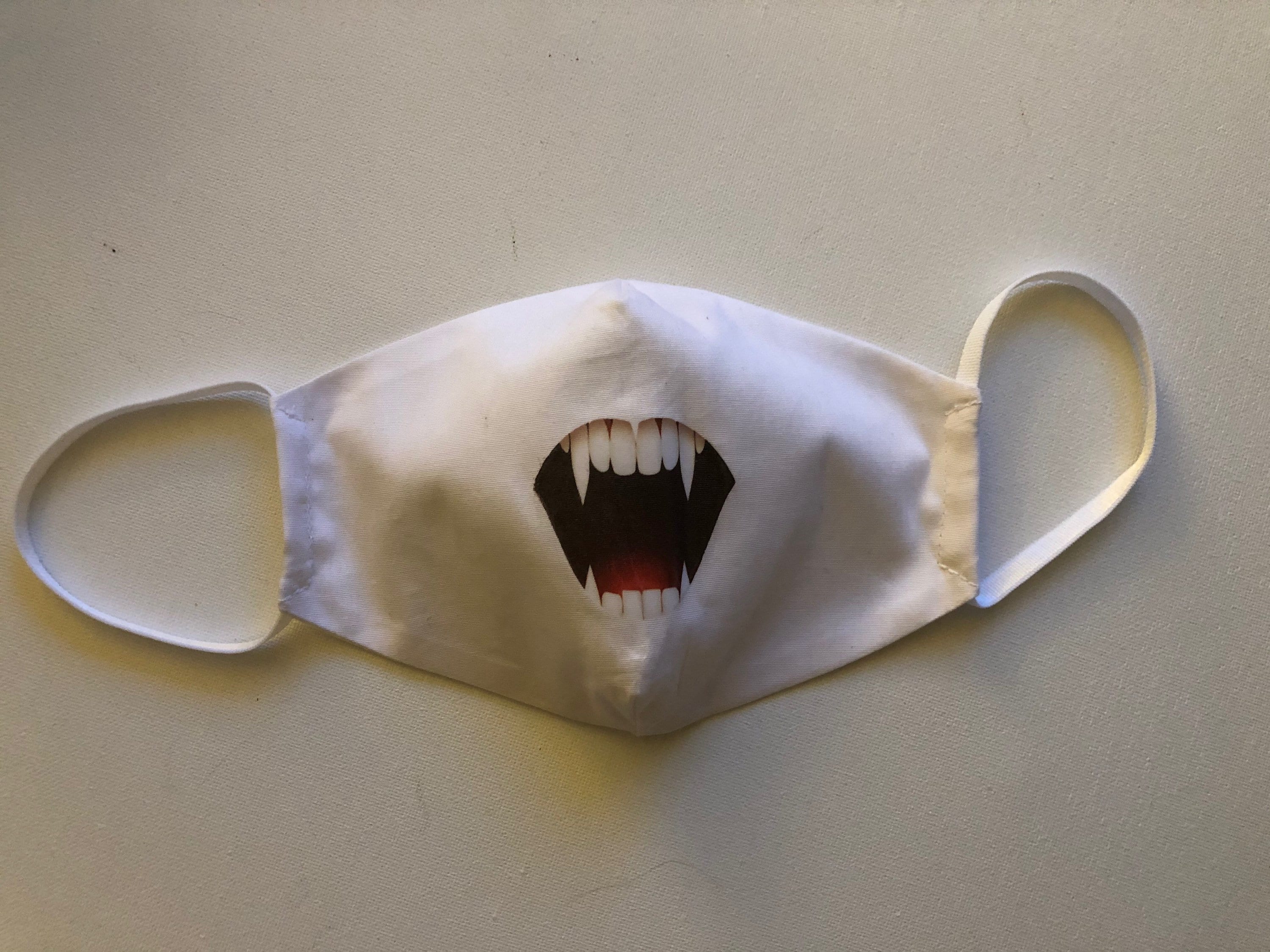 FACE MASK Black and White Beige Vampire Teeth Double Cotton Best ...