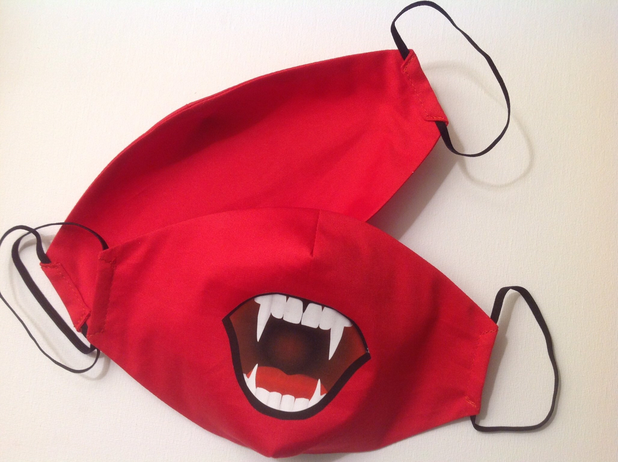 FACE MASK Black and White Beige Vampire Teeth Double Cotton Best ...