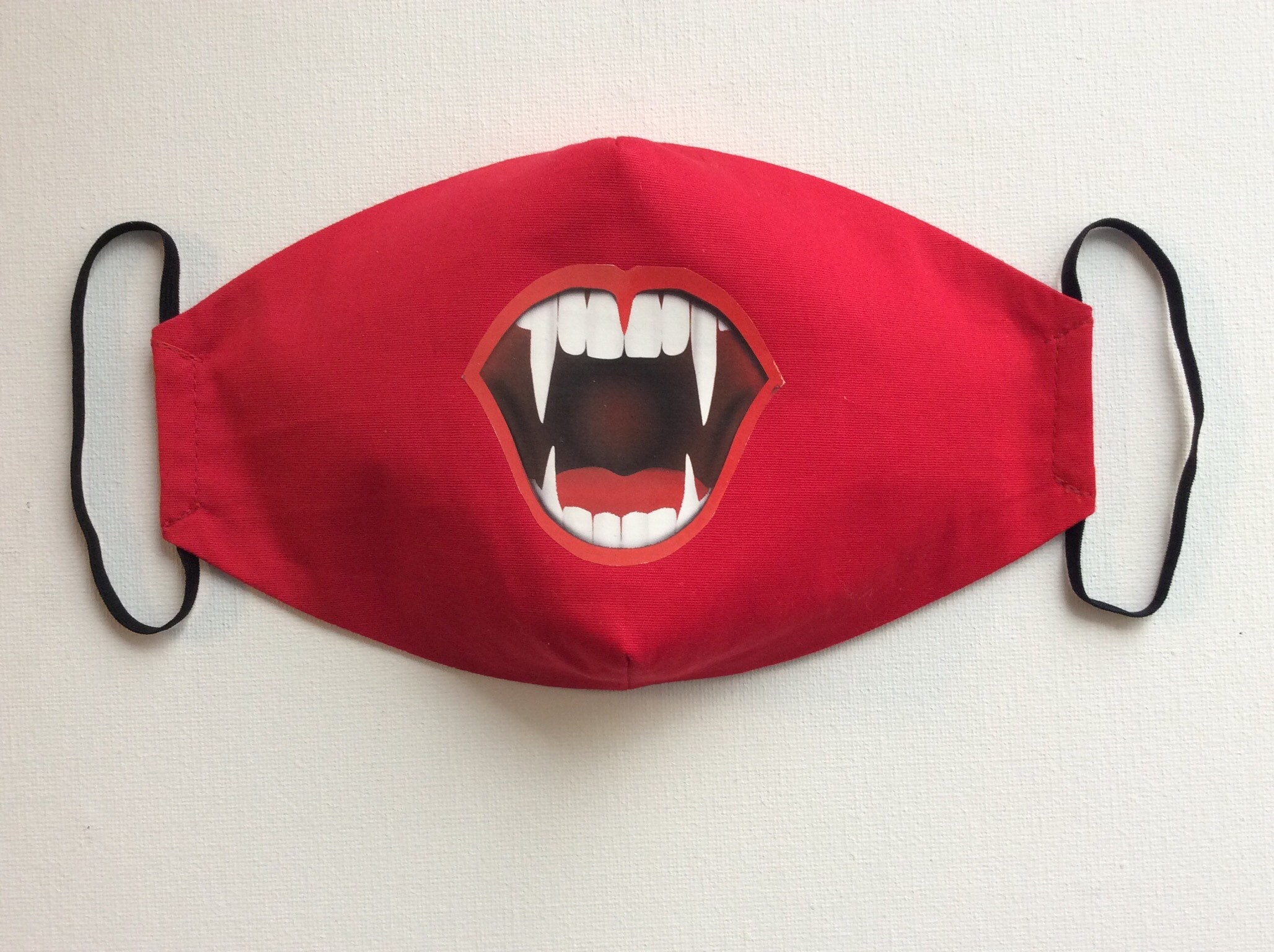 FACE MASK Black and White Beige Vampire Teeth Double Cotton Best ...