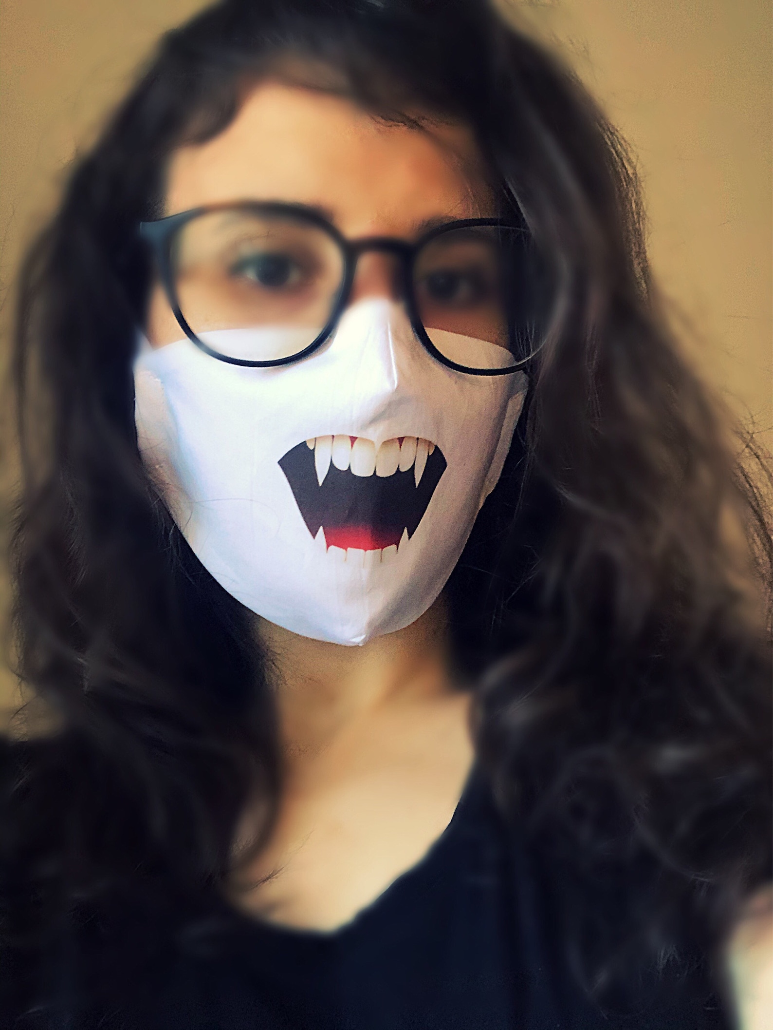 FACE MASK Black and White Beige Vampire Teeth Double Cotton Best ...