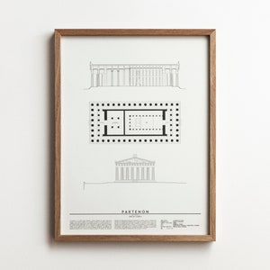 PARTHENON PRINT / Architectural Blueprint Poster - Architecture Sheet ...