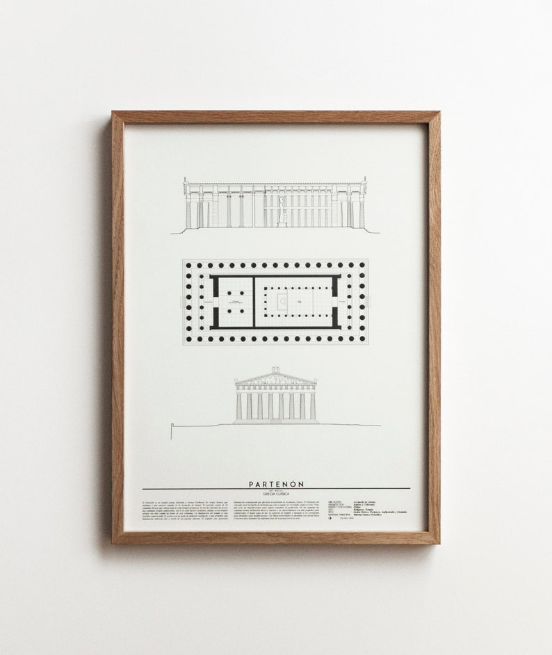 PARTHENON PRINT / Architectural Blueprint Poster - Architecture Sheet ...