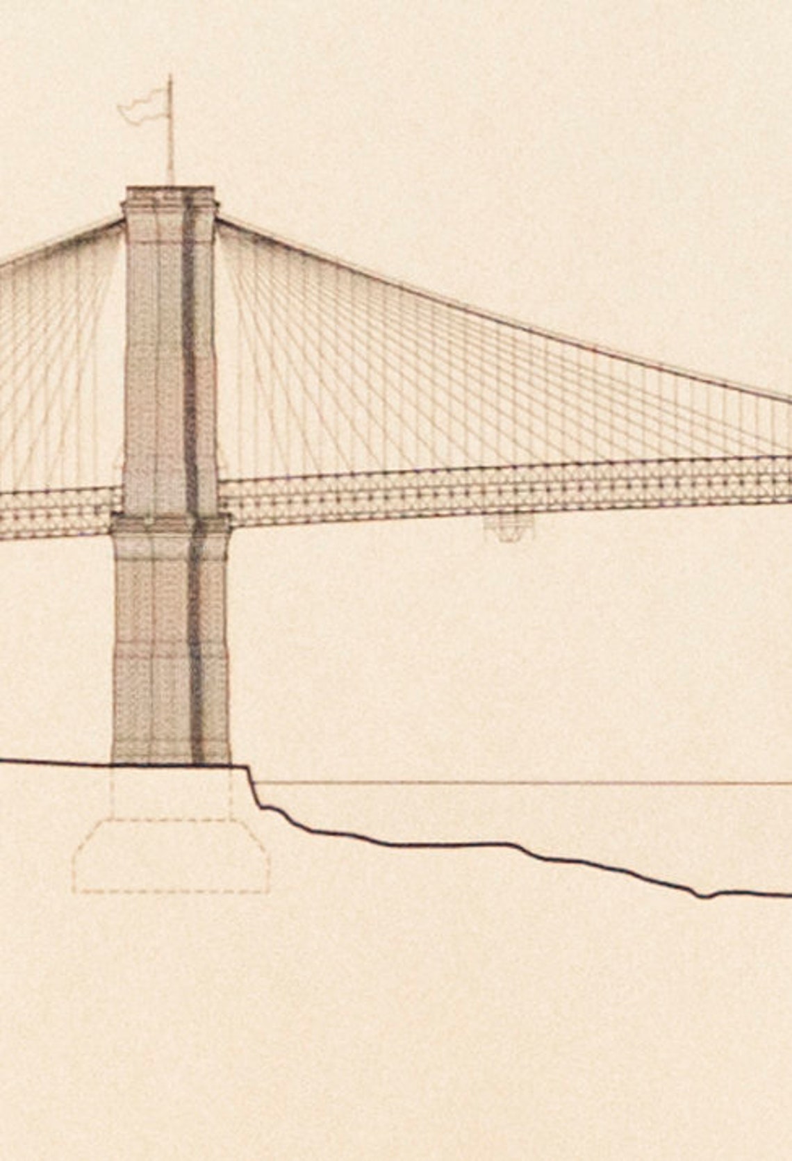 PRINT of BROOKLYN BRIDGE / Architectural Blueprint Poster ...