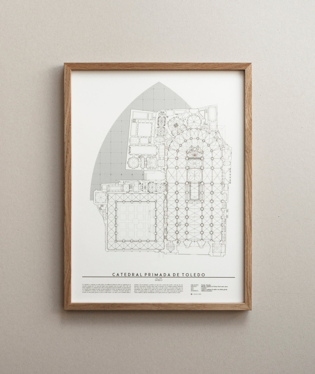 TOLEDO CATHEDRAL PRINT / Architectural Blueprint Poster - Architecture ...