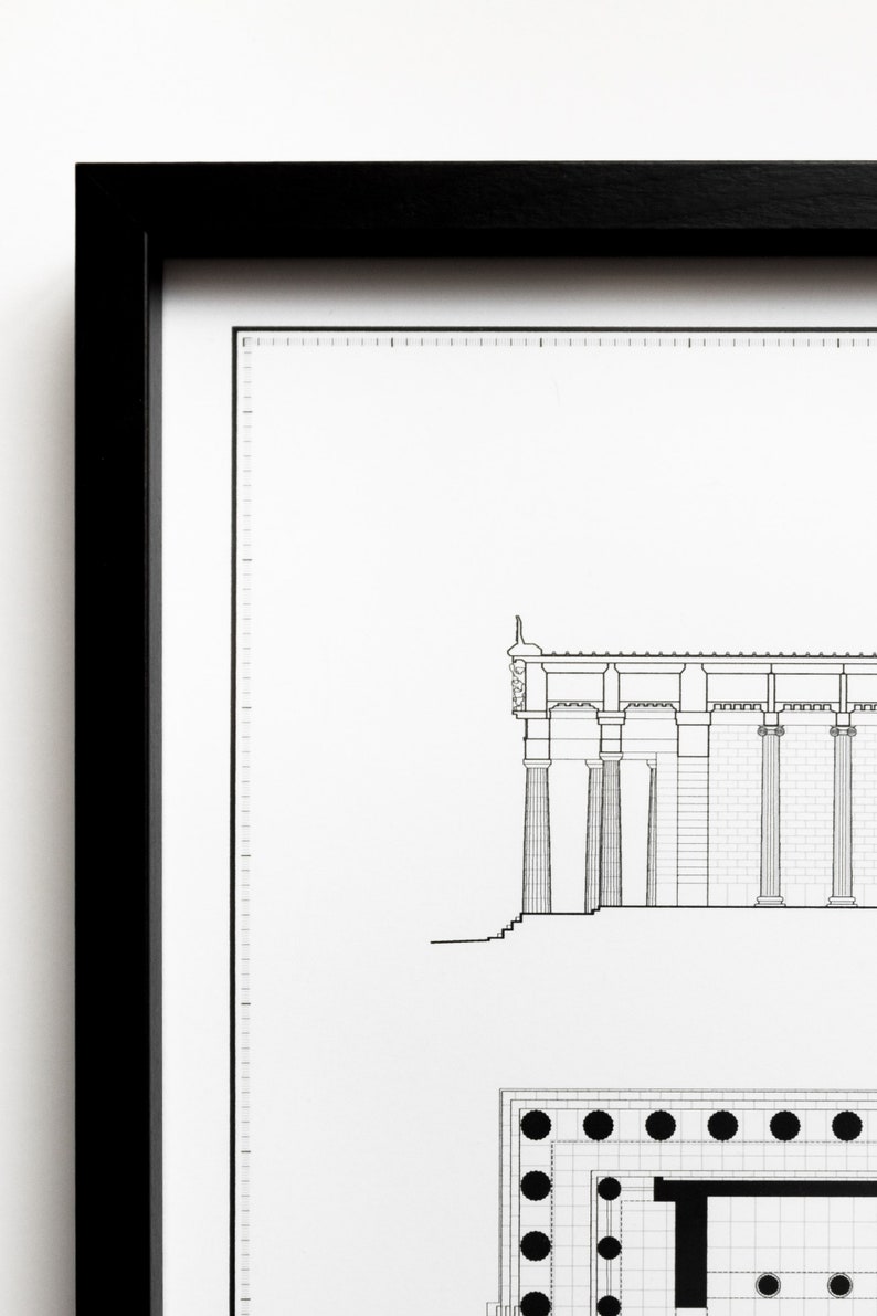 PARTHENON PRINT / Architectural Blueprint Poster - Architecture Sheet ...