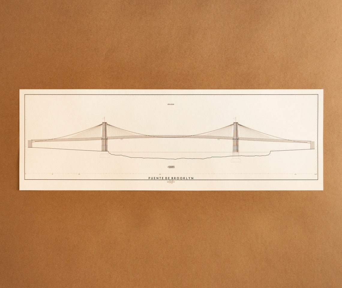 PRINT of BROOKLYN BRIDGE / Architectural Blueprint Poster ...