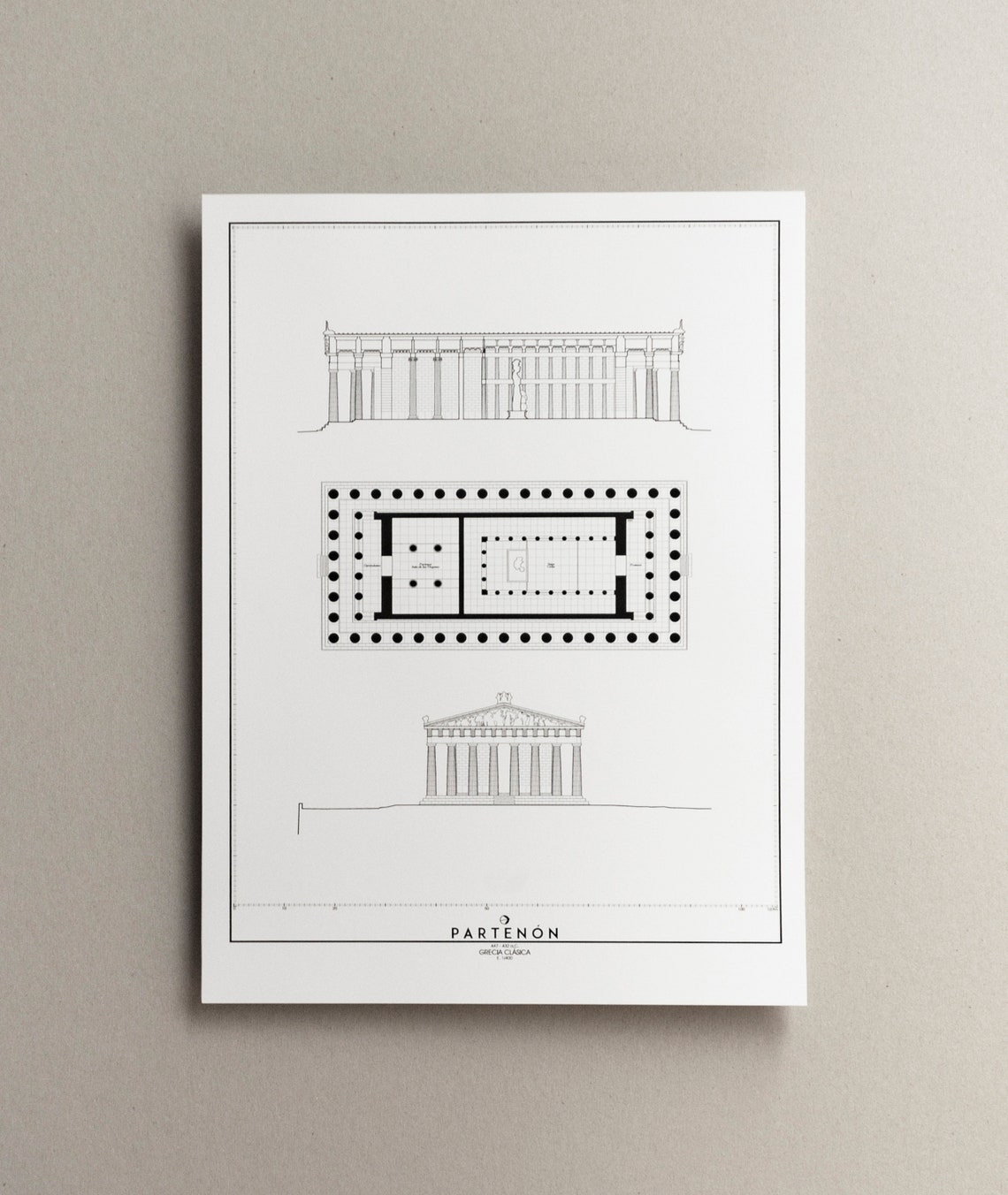 PARTHENON PRINT / Architectural Blueprint Poster - Architecture Sheet ...