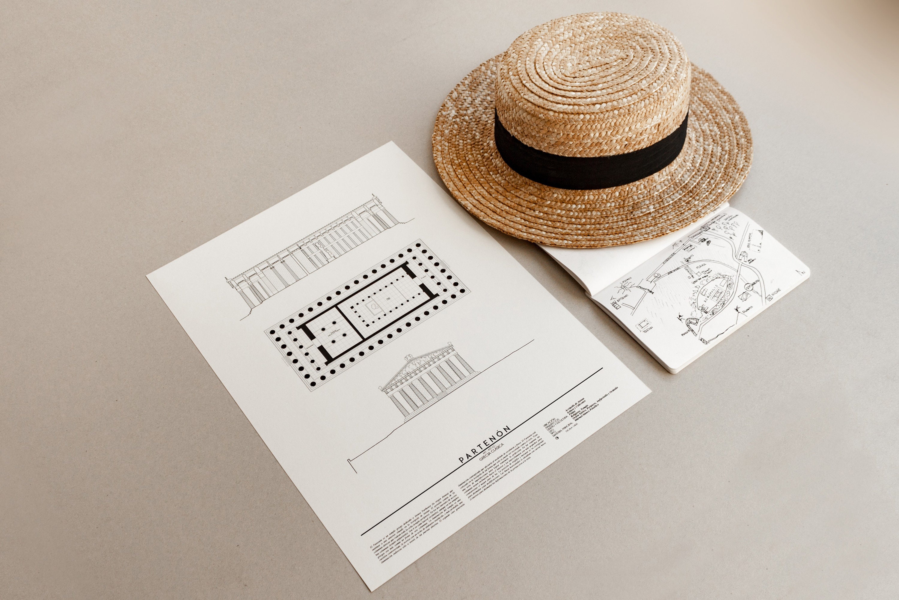 PARTHENON PRINT / Architectural Blueprint Poster - Architecture Sheet ...