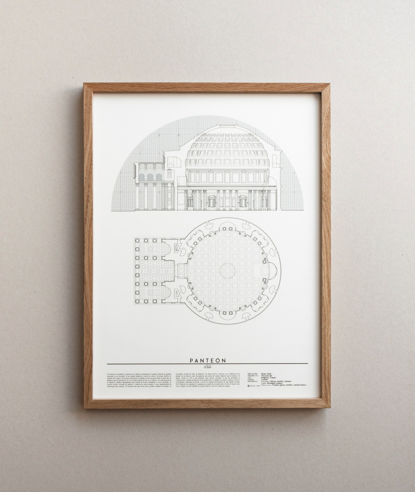 PANTHEON PRINT / Architectural Blueprint Poster Architecture - Etsy