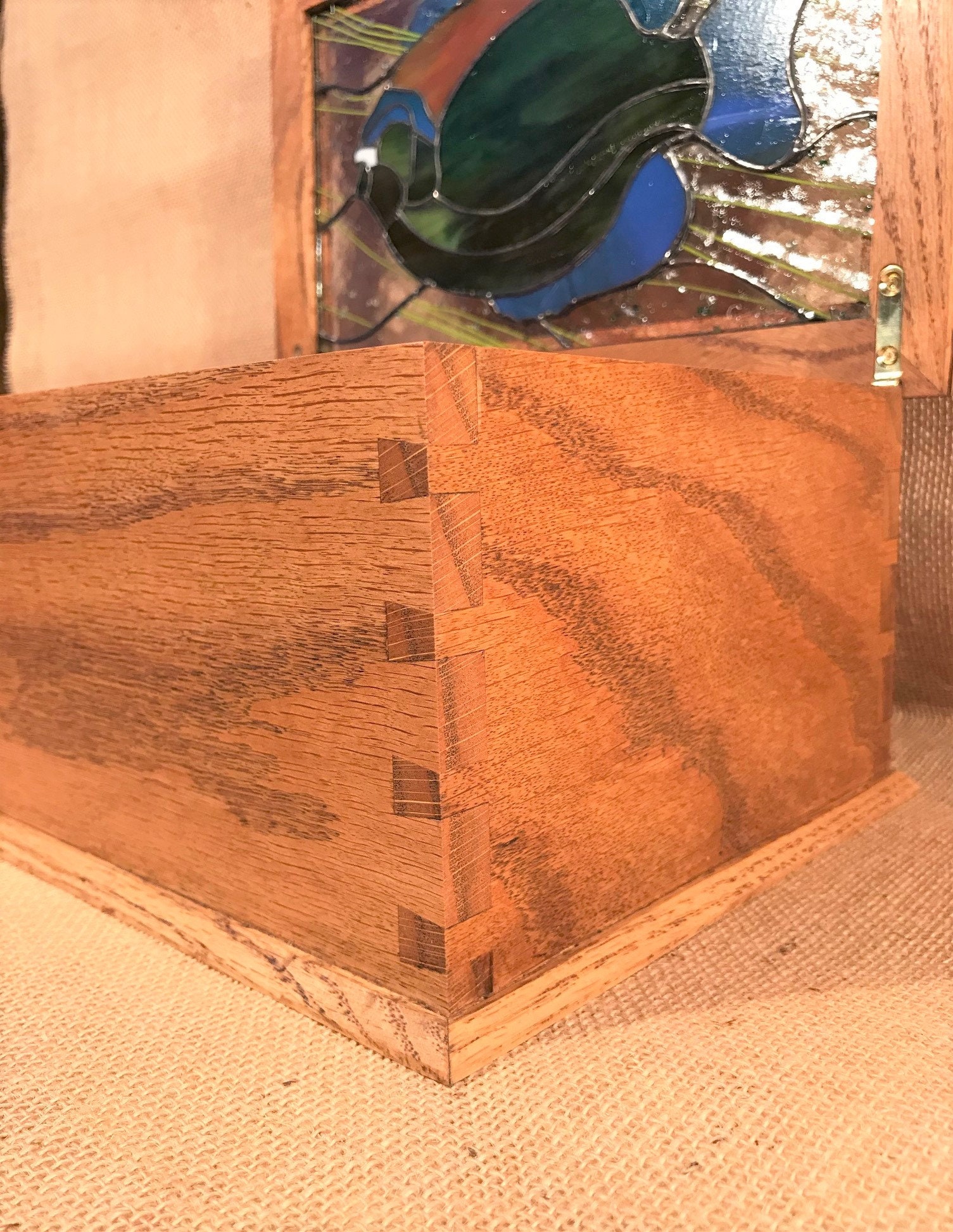 Custom Oak Box With Stained Glass Bluegill Fish - Etsy