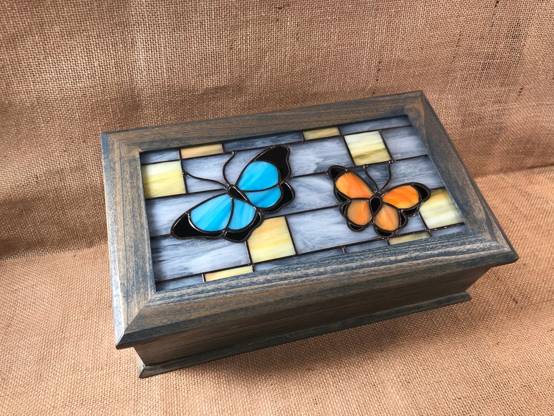 Butterfly Stained Glass Keepsake Box - Etsy