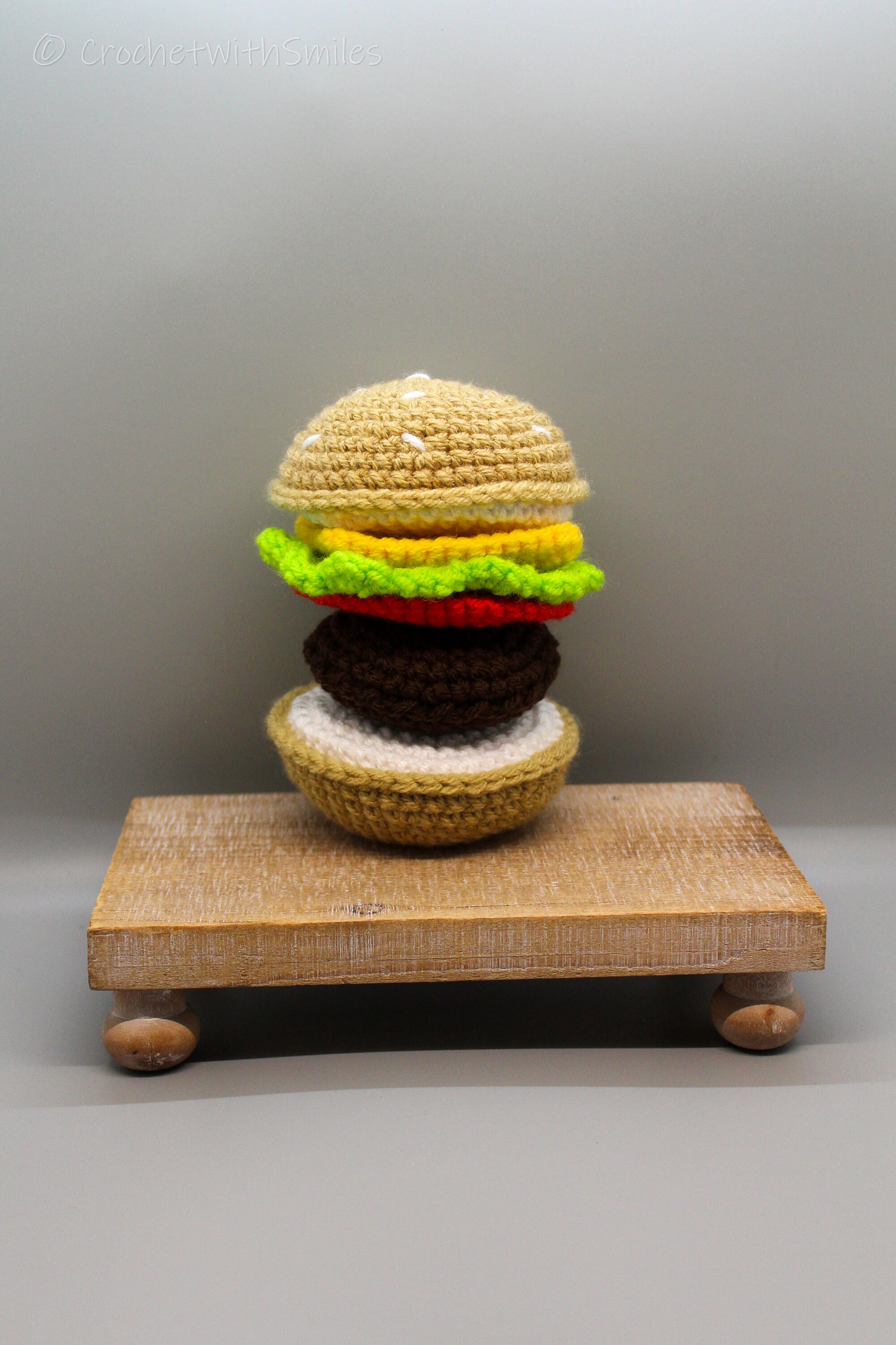 Cheeseburger Play Kitchen Toy Amigurumi Homemade Crochet Plush - Etsy