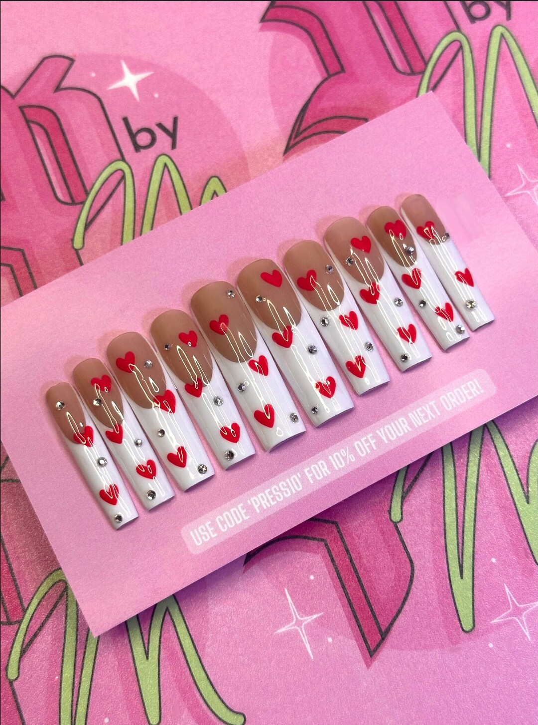 CLASSY BAE Valentines Set Luxury Press on Nails Glue on Nails Press on ...