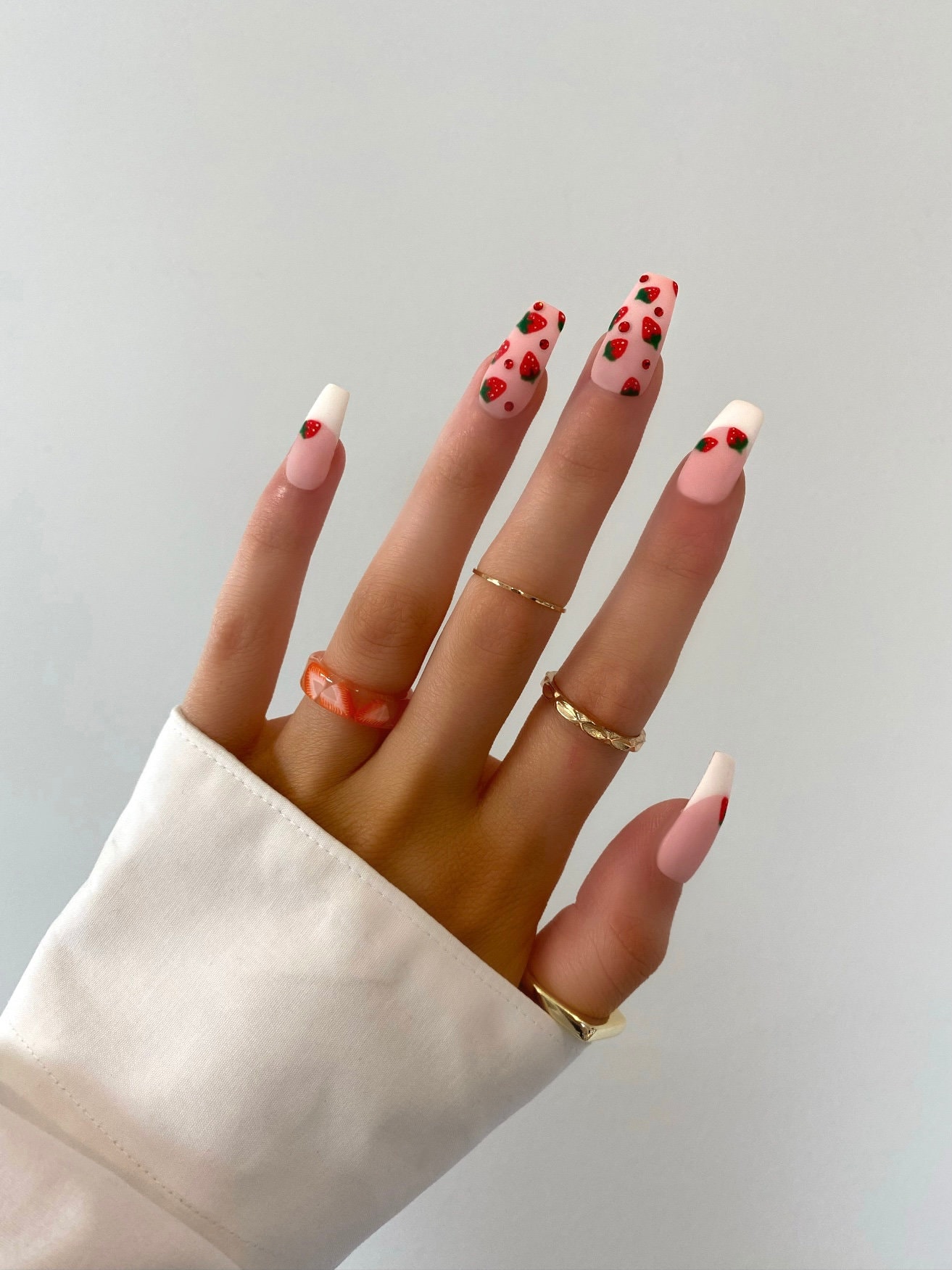 STRAWBERRY CHEESECAKE Set Luxury Press on Nails - Etsy