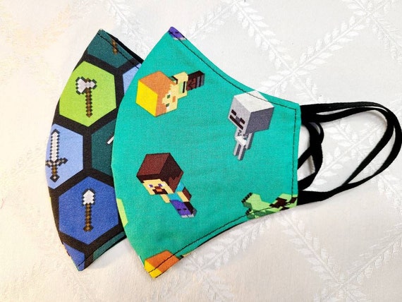 Minecraft Fitted Mask Triple Layers Breathable Lightweight | Etsy